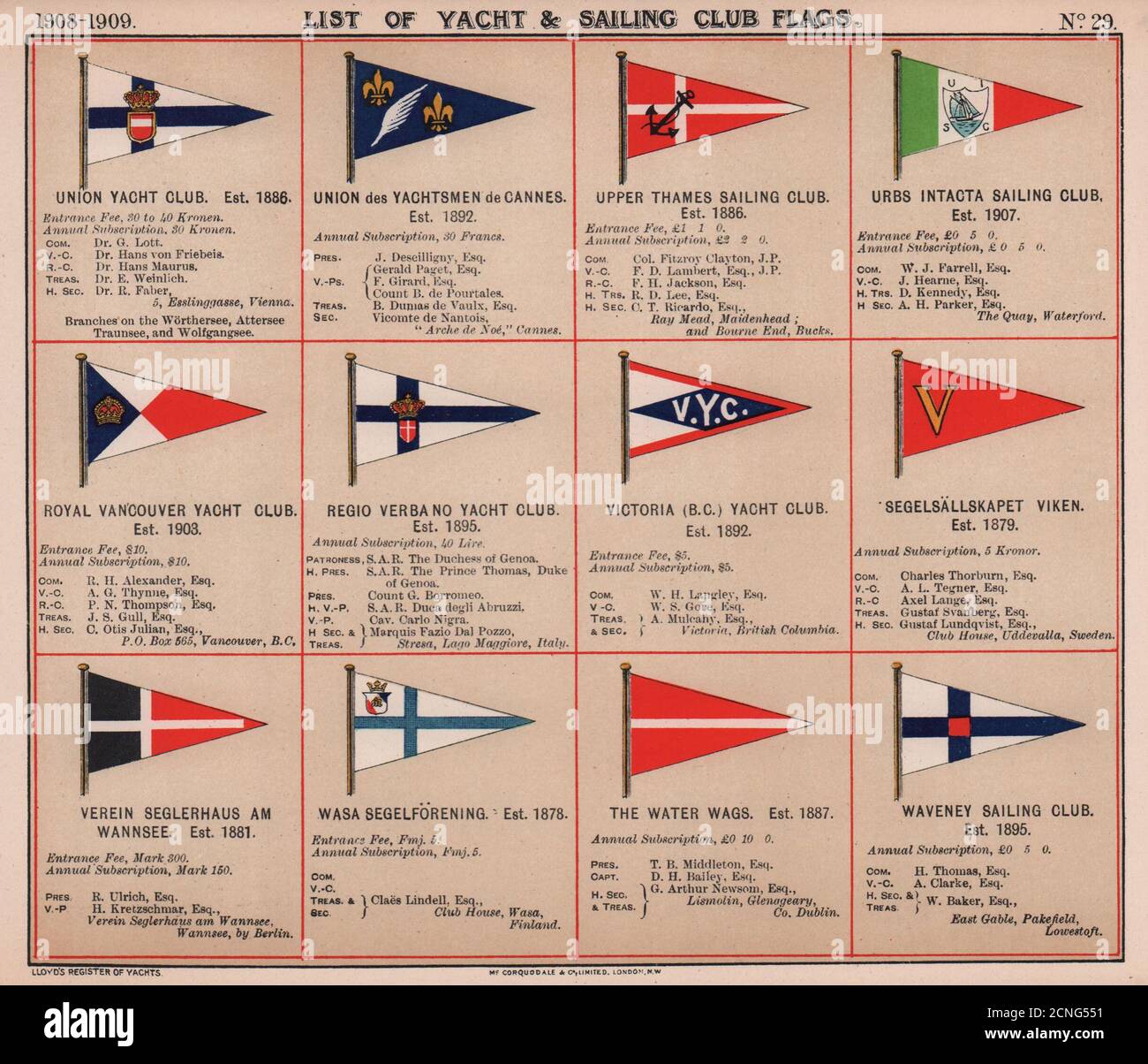 YACHT & SAILING CLUB FLAGS U-W Cannes Upper Thames Vancouver Waveney ...