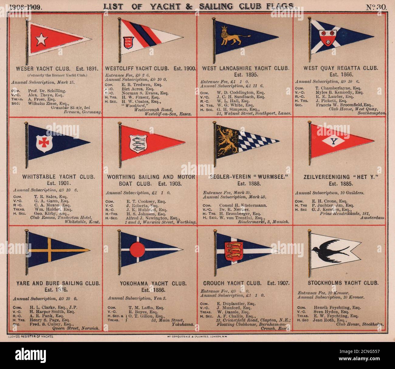 YACHT & SAILING CLUB FLAGS W-Y Waser Westcliff Whitstable Worthing ...