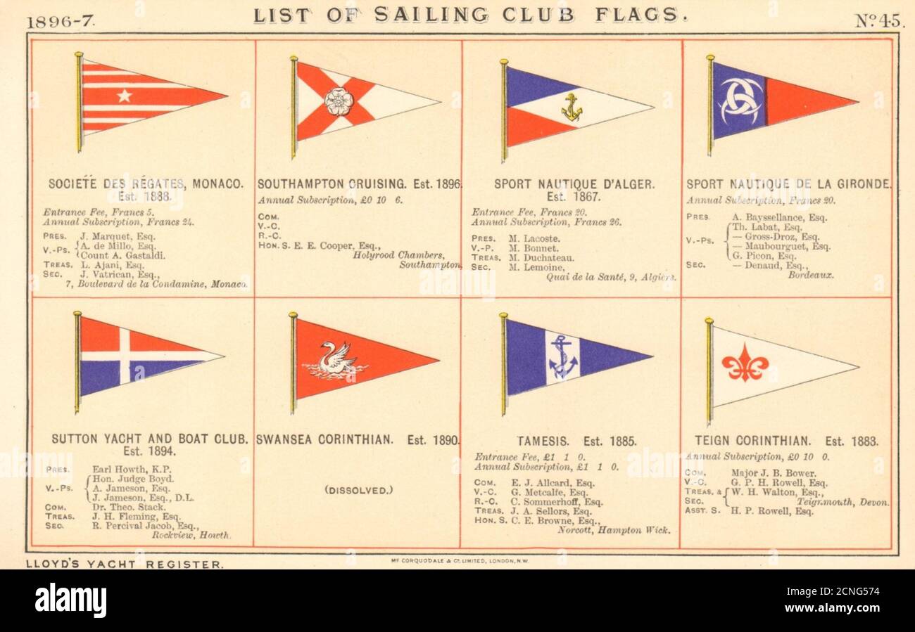 YACHT & SAILING CLUB FLAGS S-T Monaco Southampton Gironde Sutton ...