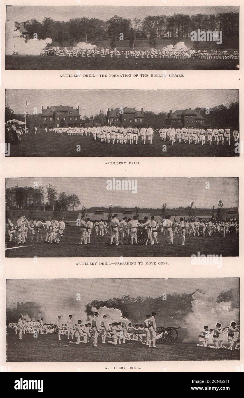 Artillery Drill. Hollow Square formation; Preparing to Move Guns. US ...
