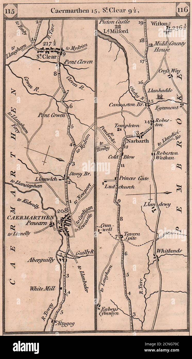 Carmarthen - St. Clears - Narberth - Wiston road strip map PATERSON ...
