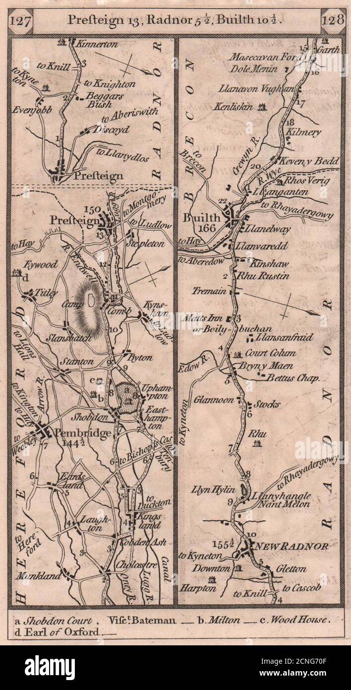 Pembridge-Presteigne-New Radnor-Builth Wells road strip map PATERSON ...