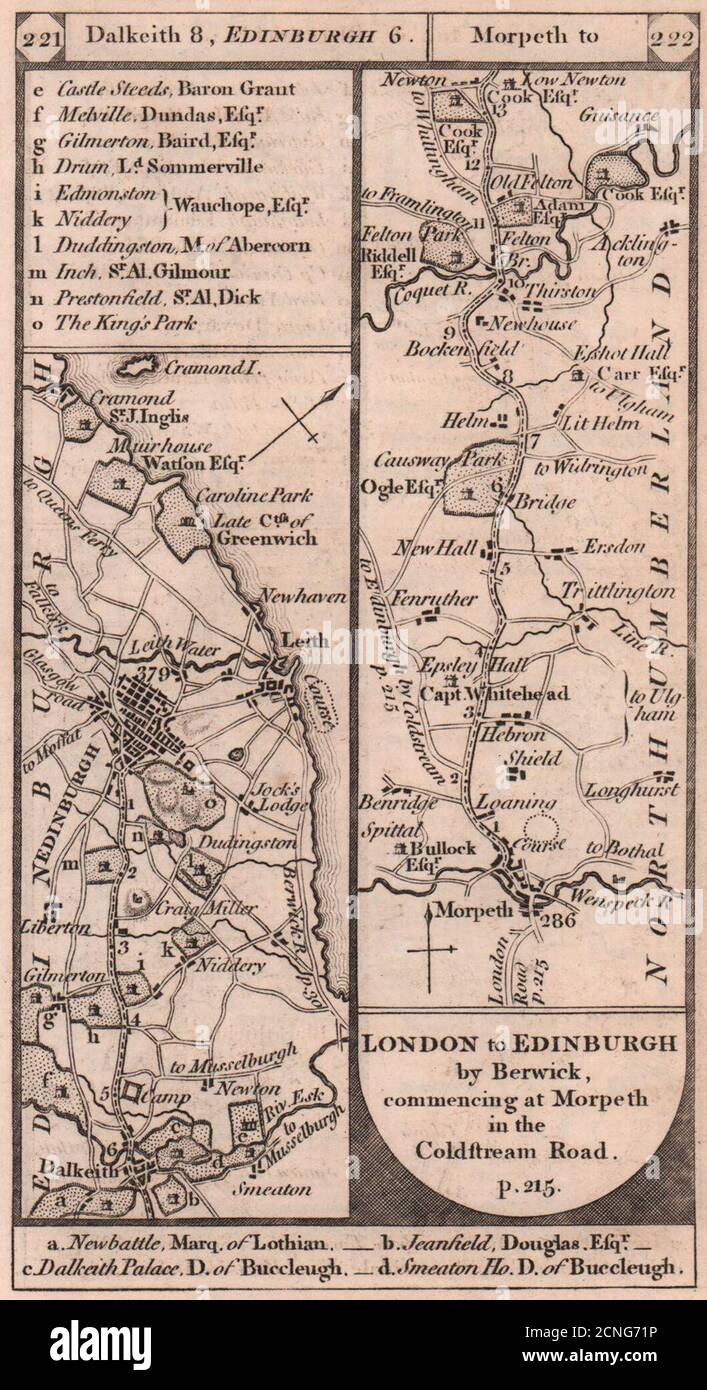 Dalkeith - Edinburgh - Leith. Morpeth - Felton road strip map PATERSON ...