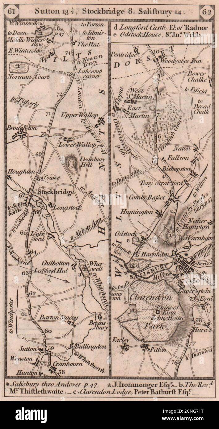 Wonston-Stockbridge-Wallop-Salisbury-Martin road strip map PATERSON ...