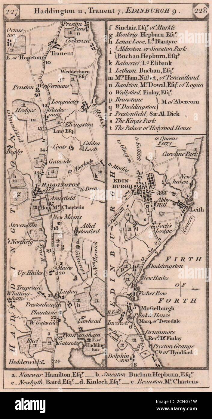 Linton-Haddington-Musselburgh-Edinburgh-Leith road strip map PATERSON ...