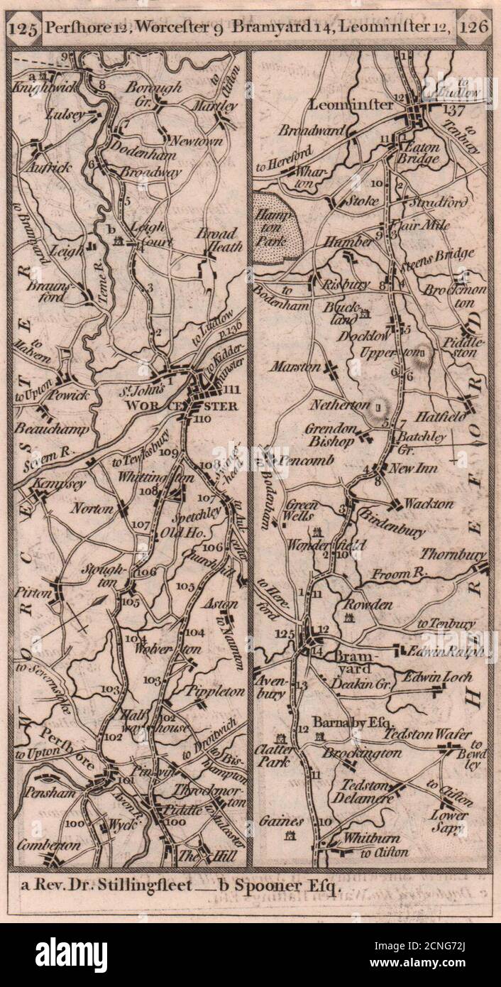 Pershore - Worcester - Bromyard - Leominster road strip map PATERSON ...