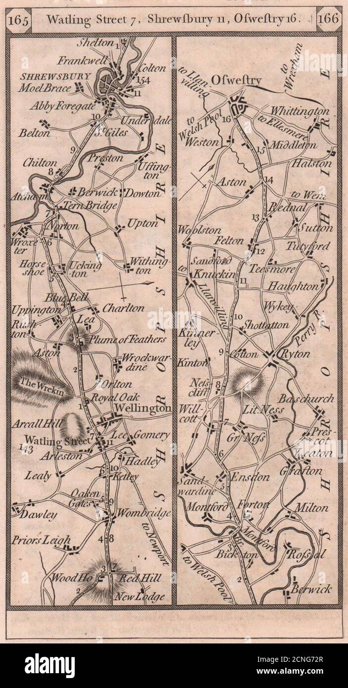 Wombridge-Wellington-Shrewsbury-Ruyton-Oswestry road strip map PATERSON ...