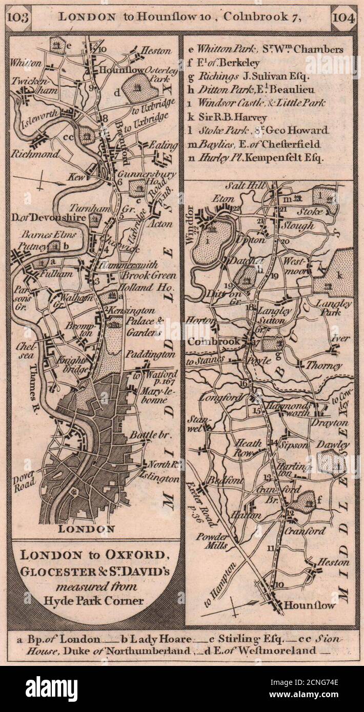 Kensington-Chiswick-Kew-Hounslow-Slough-Windsor road strip map PATERSON ...