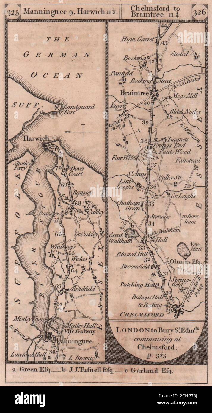 Manningtree - Harwich. Chelmsford - Braintree road strip map PATERSON ...