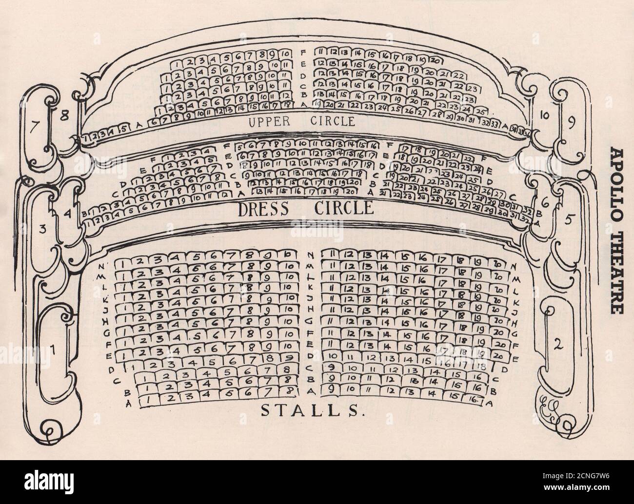 APOLLO THEATRE vintage seating plan. London West End 1937 old vintage print Stock Photo - Alamy