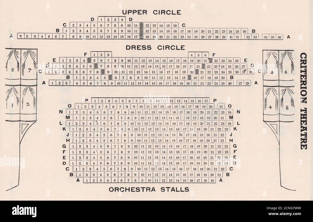 CRITERION THEATRE vintage seating plan. London West End 1937 old vintage print Stock Photo - Alamy
