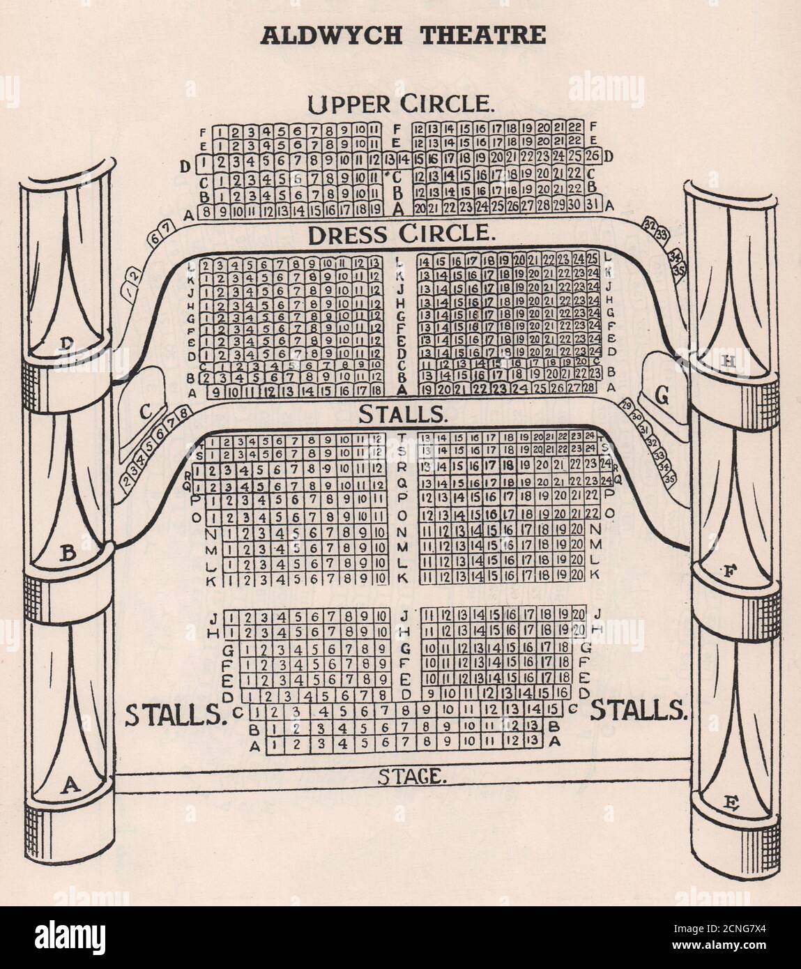 London Theatres Vintage Seating Plan High Resolution Stock Photography and Images - Alamy