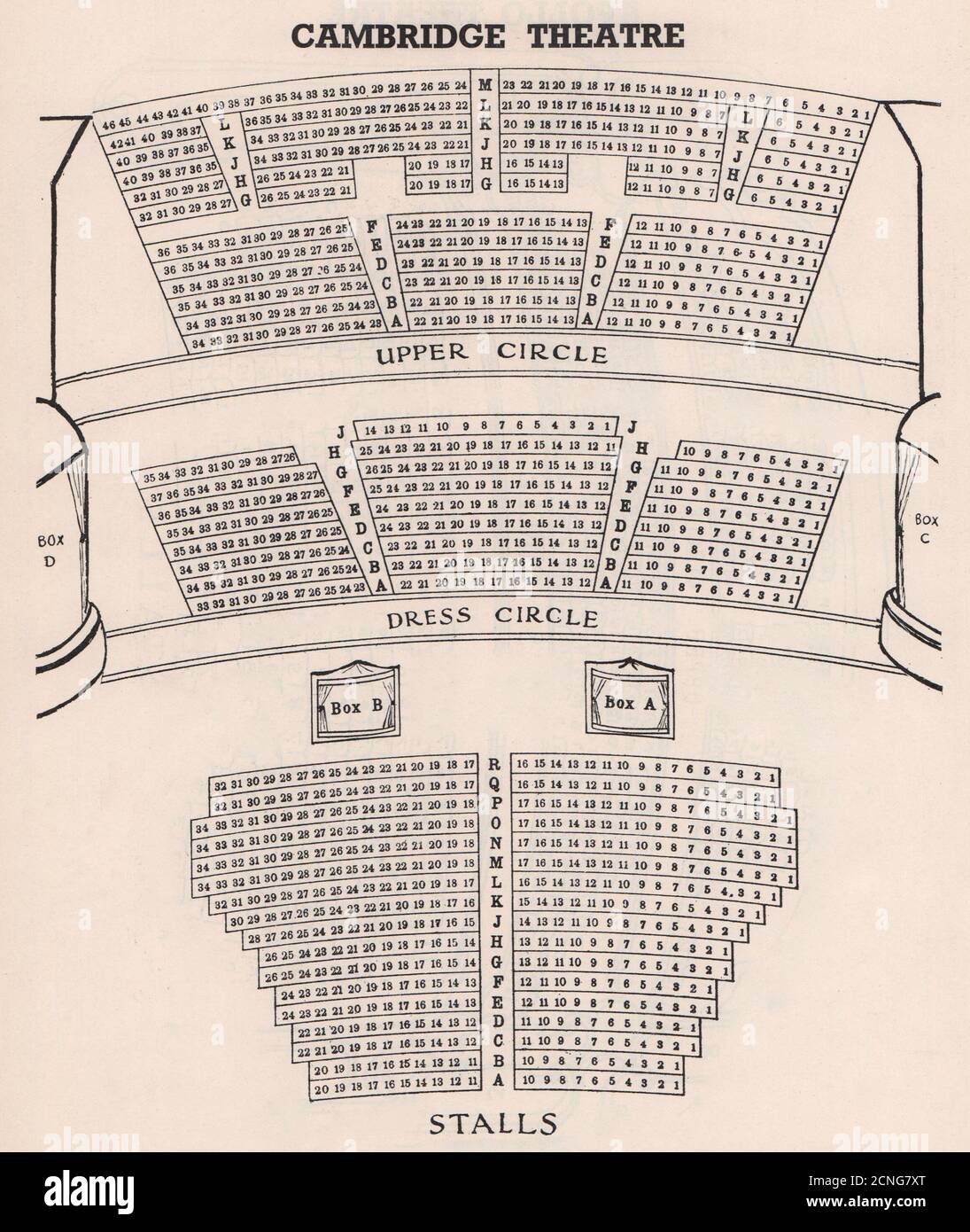 London theatres vintage seating plan hi-res stock photography and images - Alamy