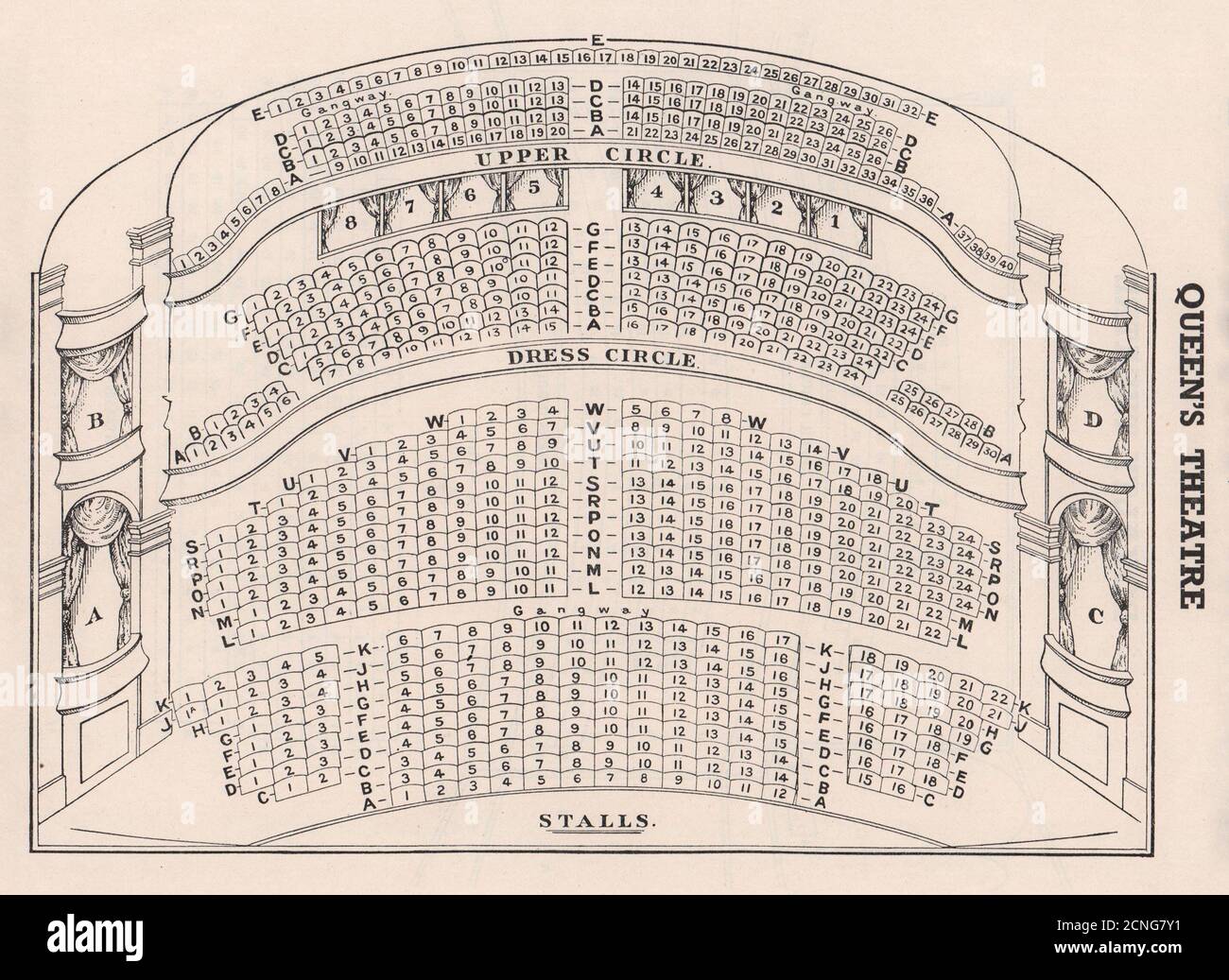London theatres vintage seating plan hi-res stock photography and images - Alamy