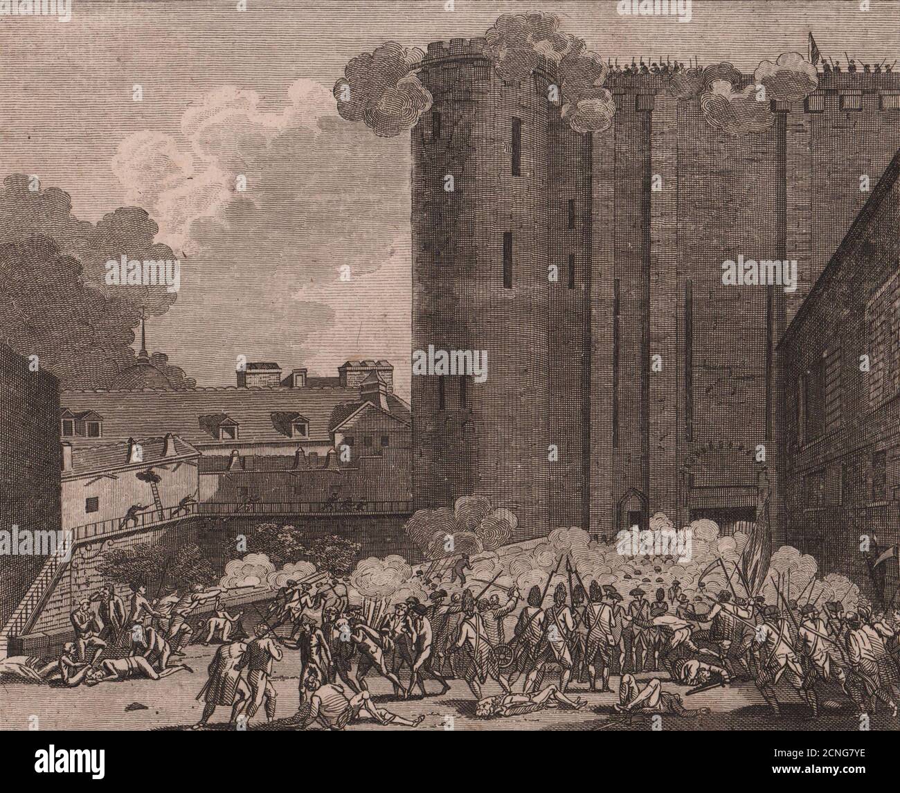 The destruction of the Bastille at Paris. France. PAYNE 1798 old ...