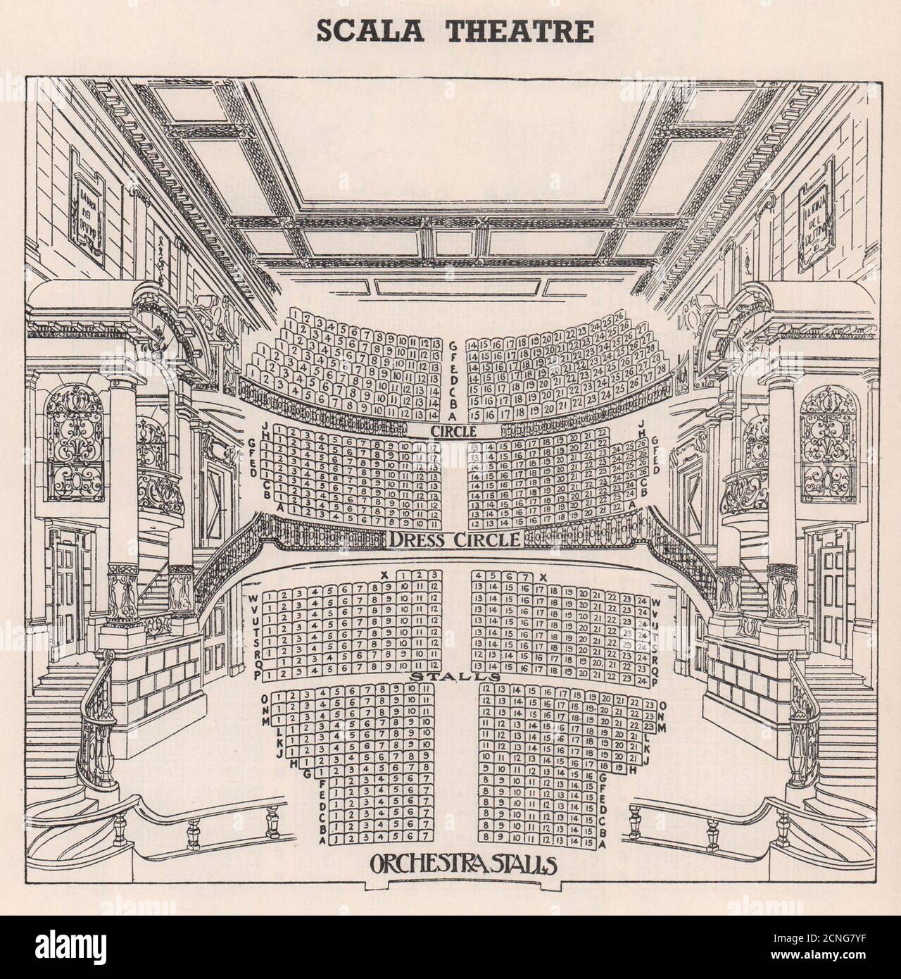 SCALA THEATRE vintage seating plan. London. Charlotte Street 1937 old ...