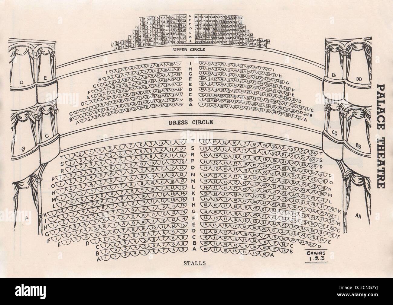 London theatres vintage seating plan hi-res stock photography and images - Alamy
