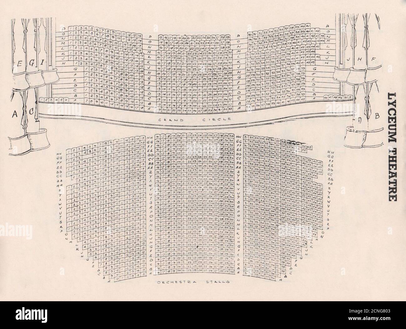 LYCEUM THEATRE vintage seating plan. London West End 1937 old vintage print Stock Photo - Alamy