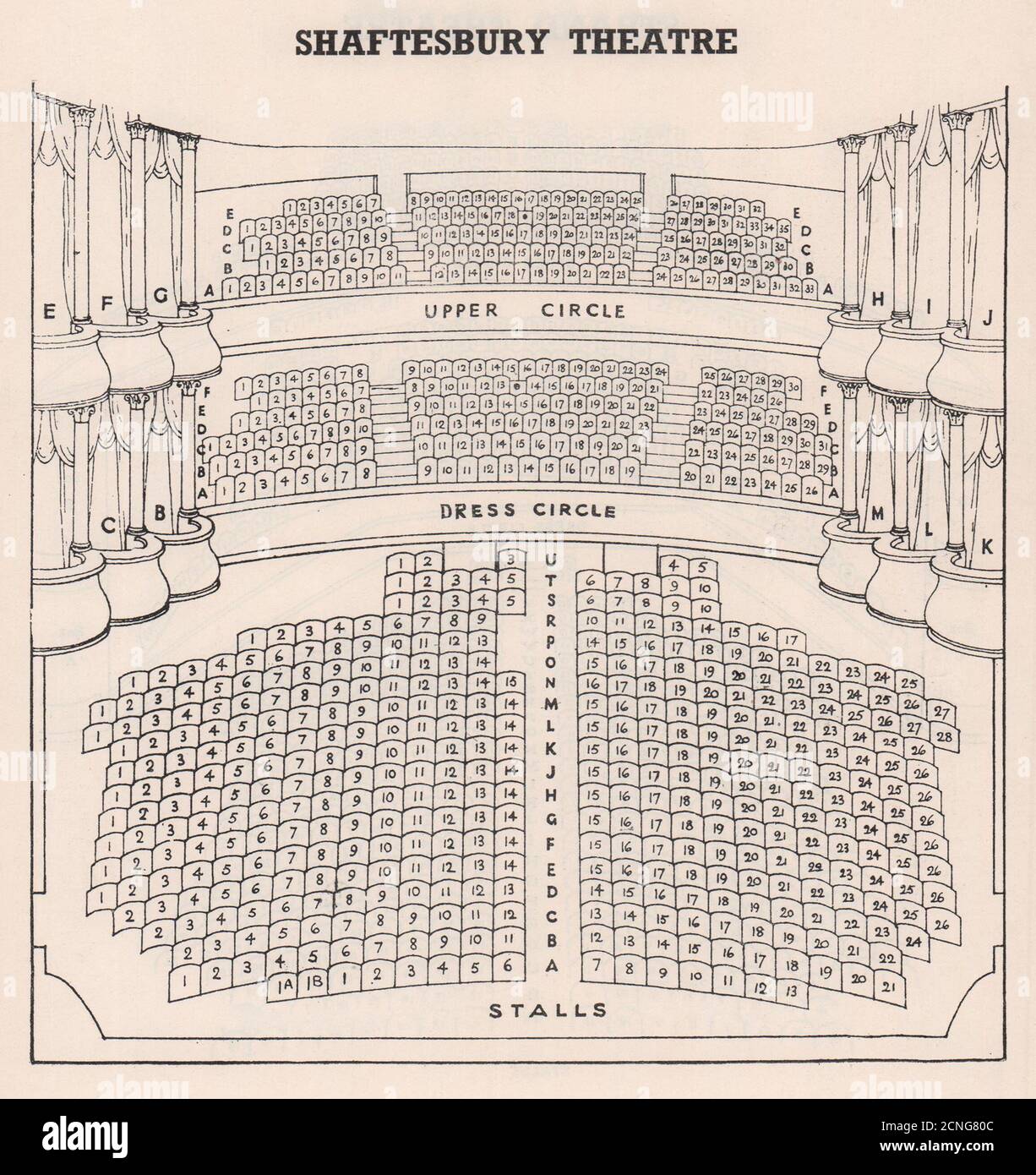 SHAFTESBURY THEATRE vintage seating plan. London West End 1937 old ...