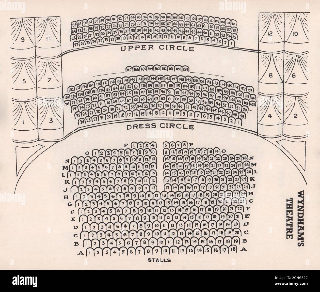 WYNDHAM'S THEATRE vintage seating plan. London West End 1937 old vintage print Stock Photo - Alamy