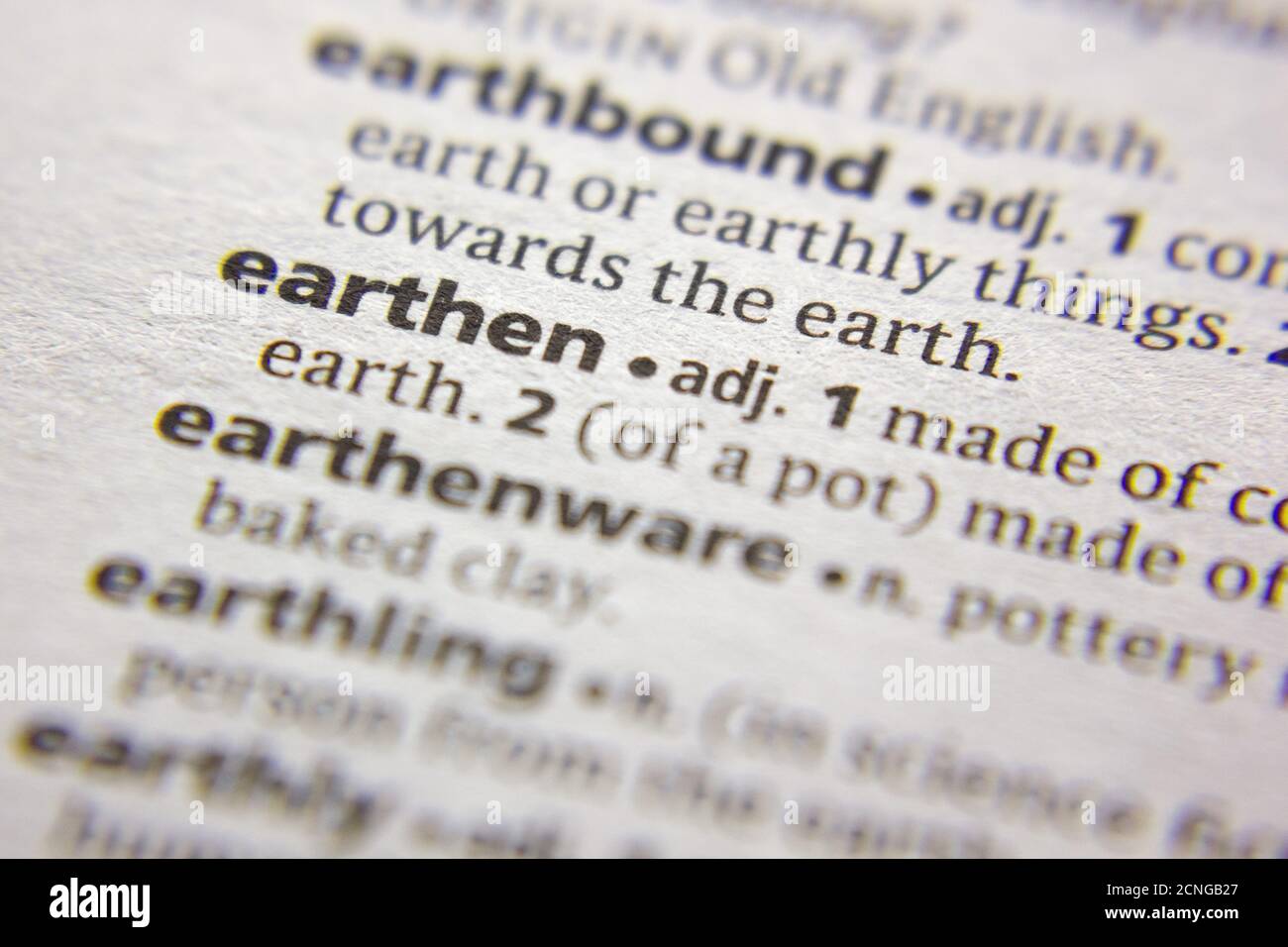Word or phrase Earthen in a dictionary Stock Photo - Alamy