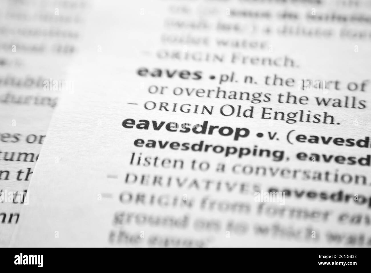 Eavesdrop Black and White Stock Photos & Images - Alamy