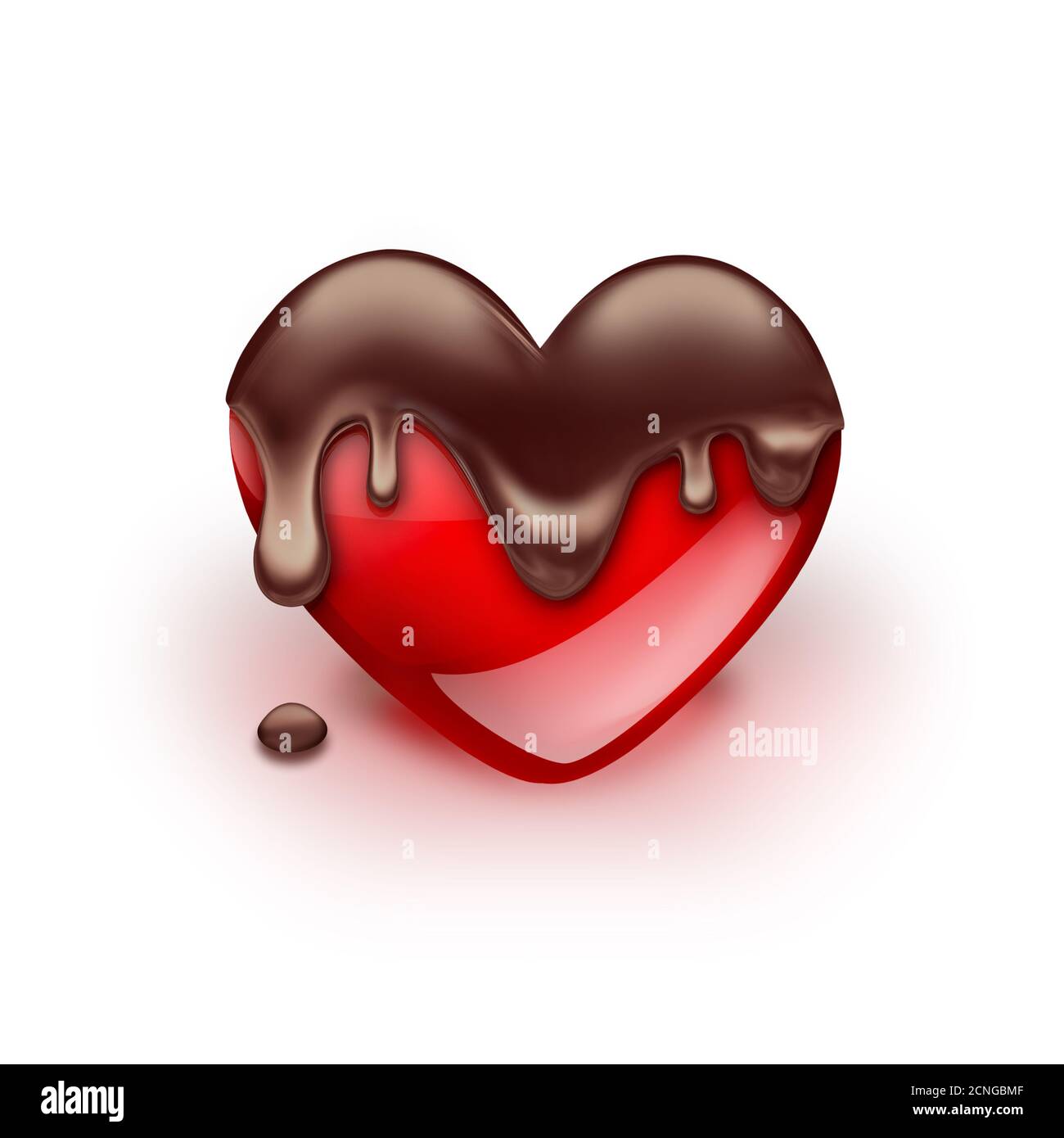 red heart with dripping chocolate Stock Photo - Alamy