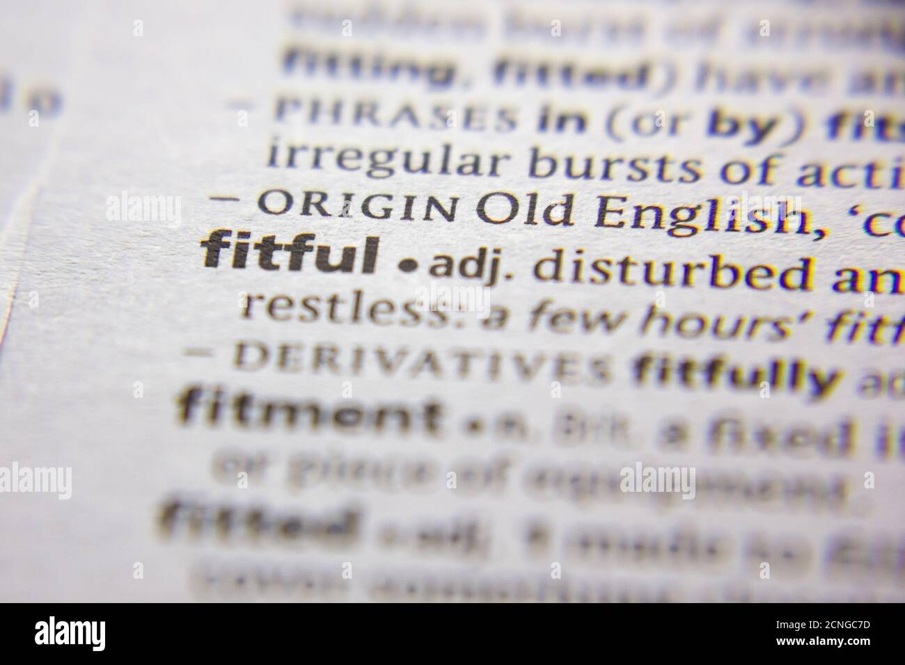 Word or phrase Fitful in a dictionary Stock Photo - Alamy