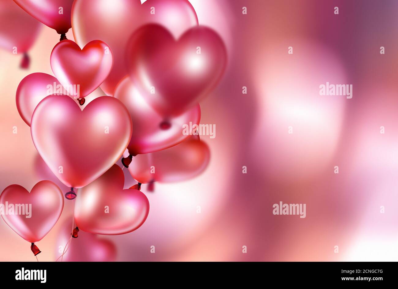 romantic card with pink heart balloons Stock Photo - Alamy