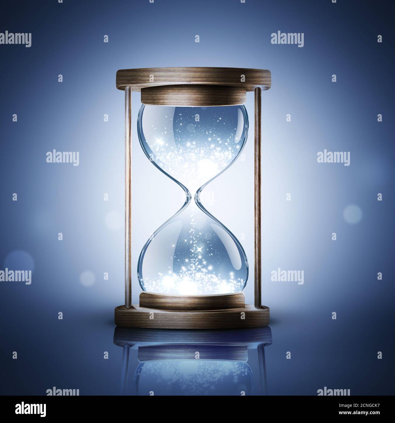 hourglass with shining light Stock Photo - Alamy