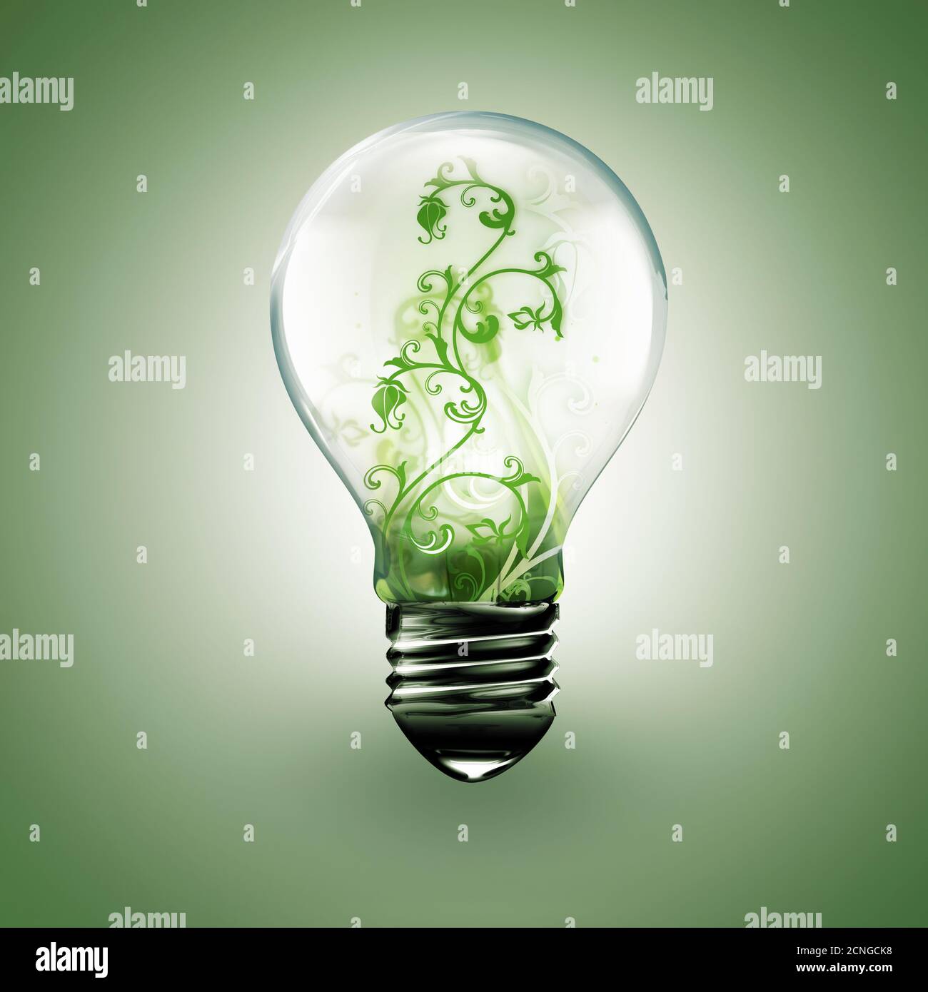 light bulb with floral ornament Stock Photo - Alamy