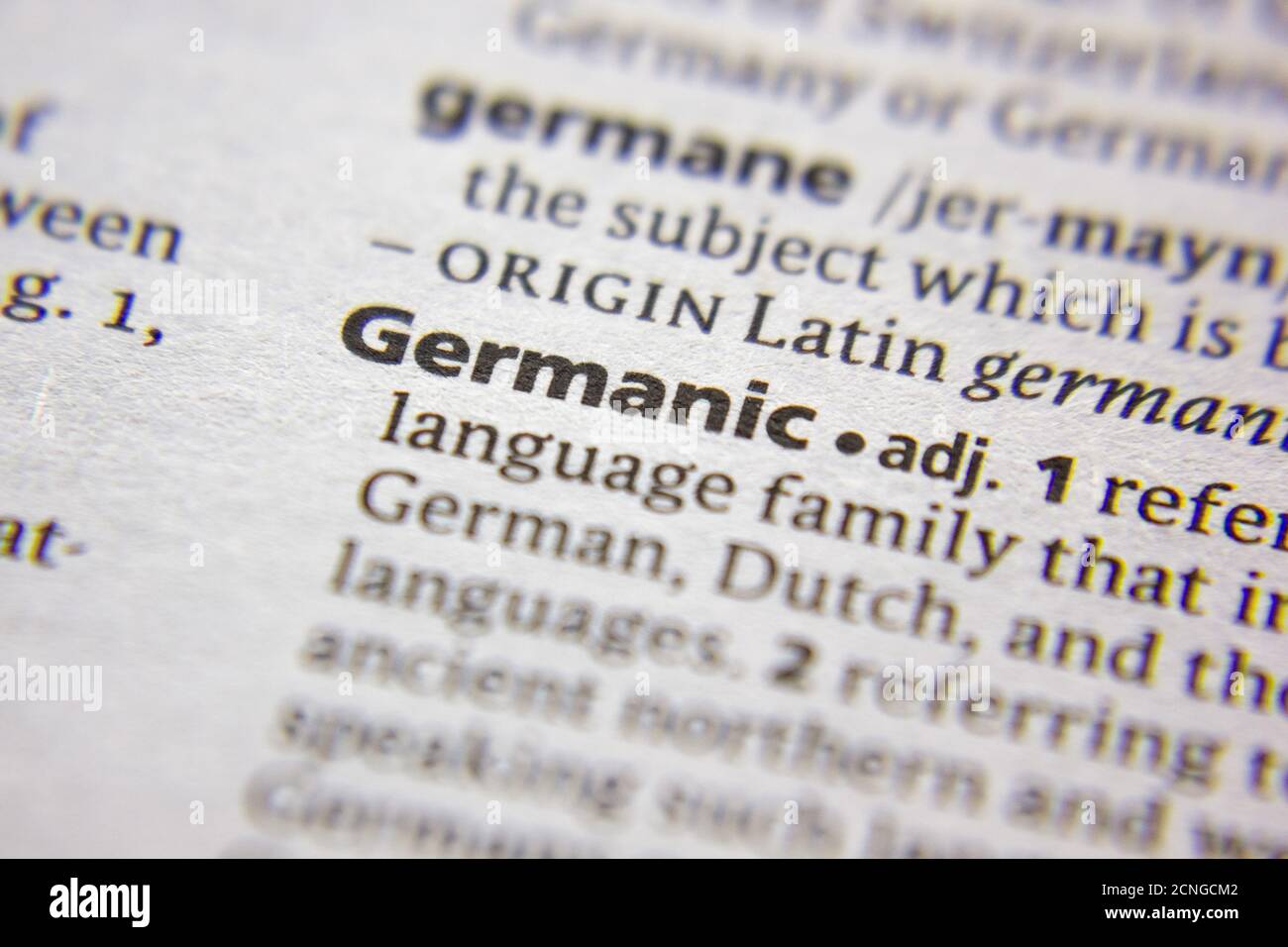 Word or phrase Germanic in a dictionary Stock Photo - Alamy