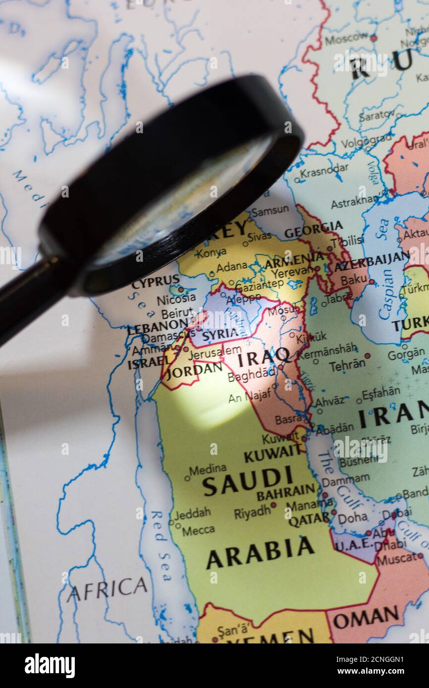 Syria on the map of the world or atlas Stock Photo - Alamy