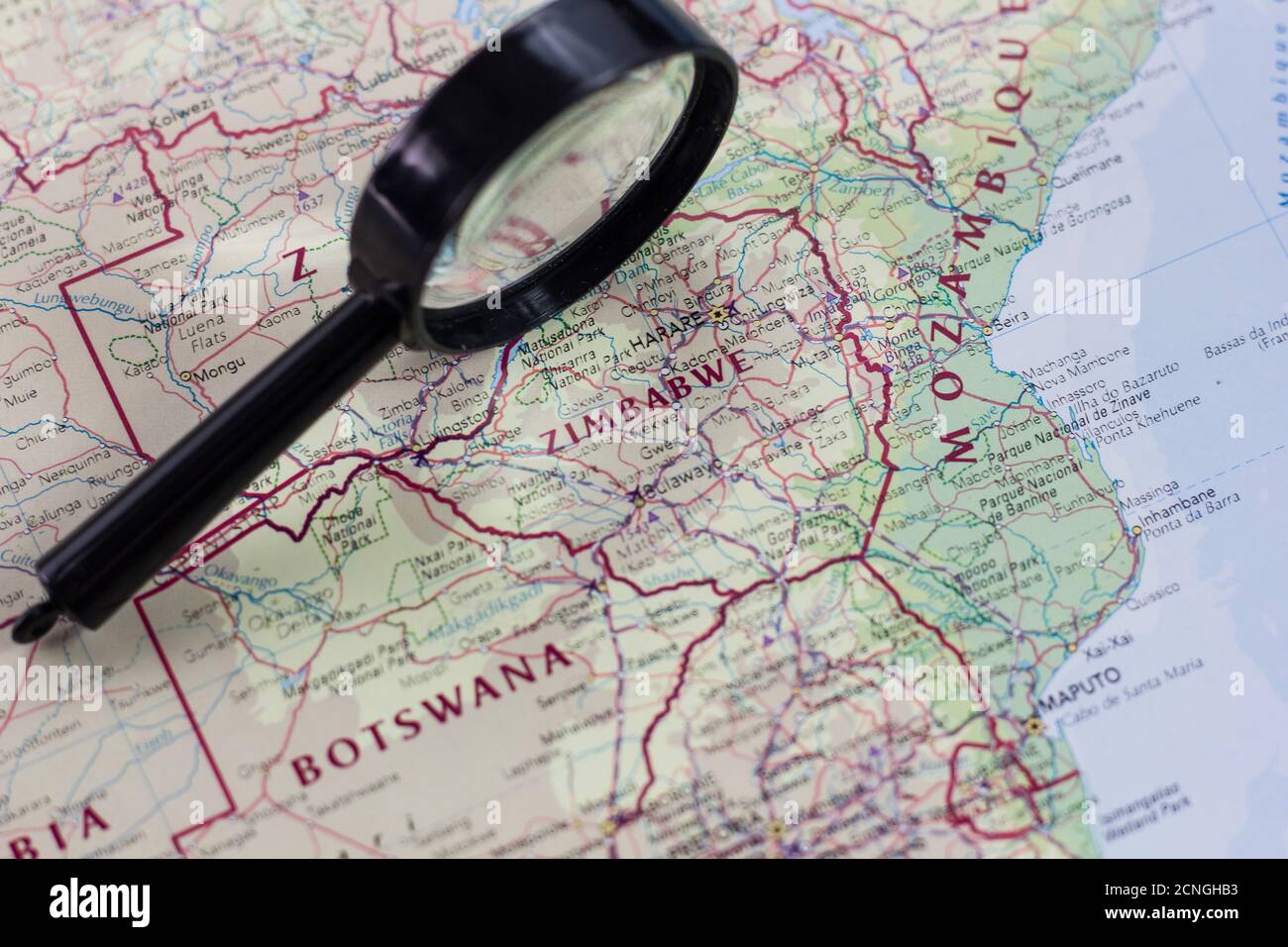 Zimbabwe on the map of the world or atlas Stock Photo - Alamy