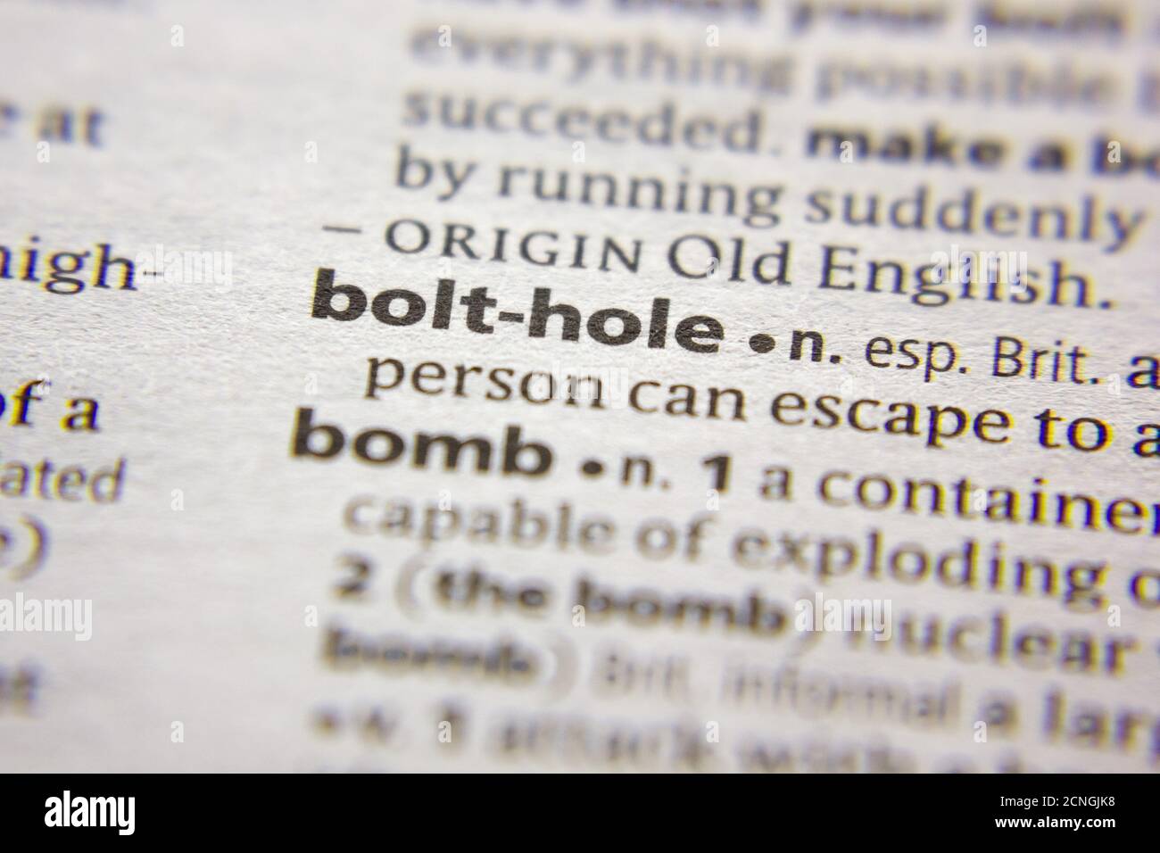 Word or phrase Bolt-hole in a dictionary Stock Photo - Alamy