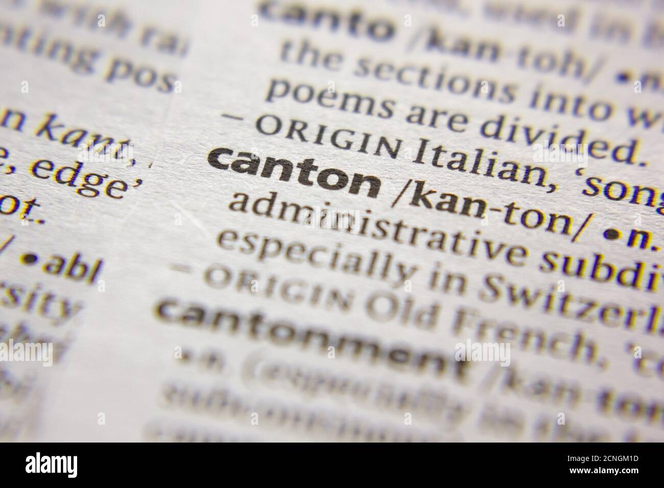 Word or phrase Canton in a dictionary Stock Photo - Alamy