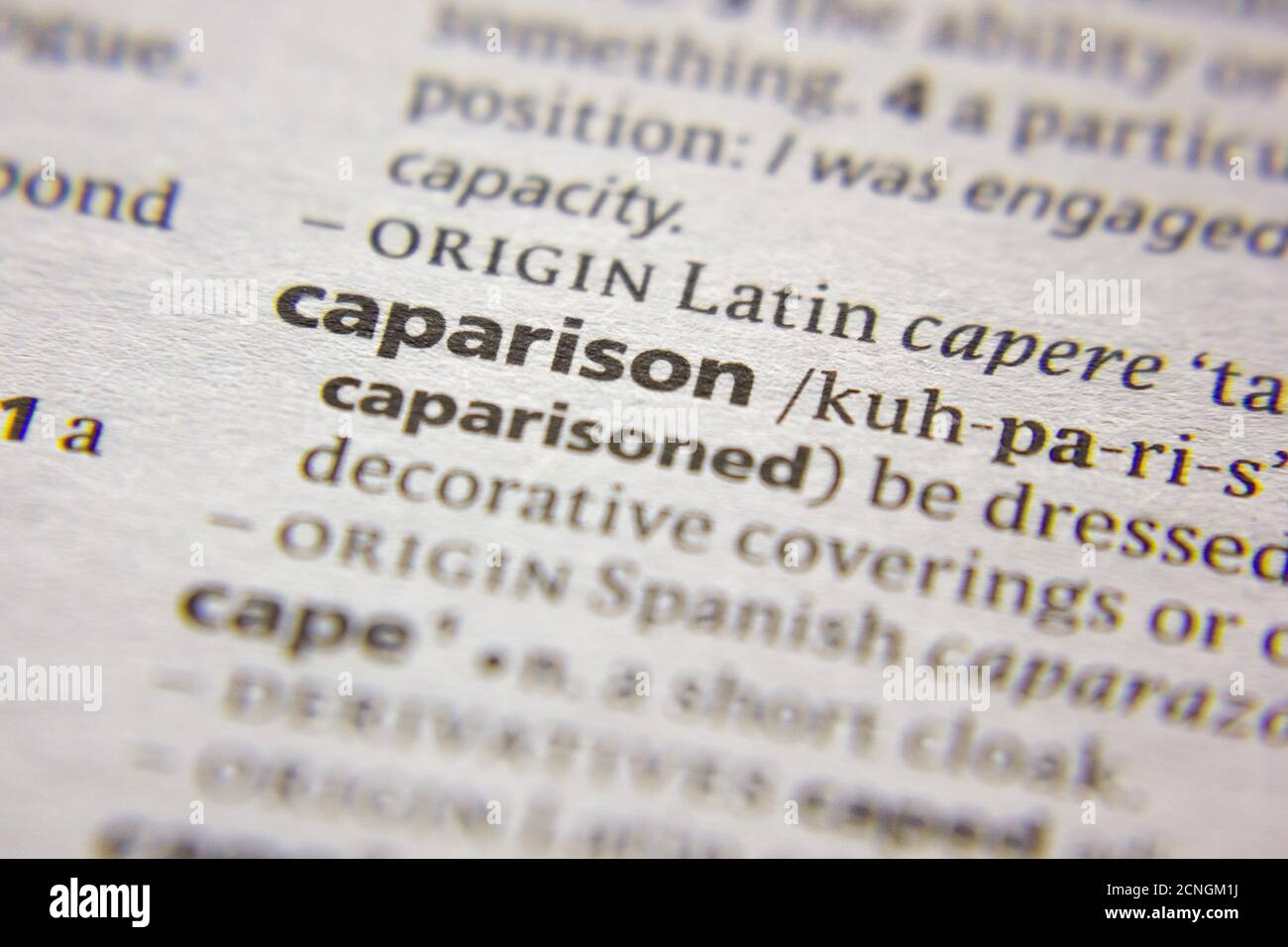 Word or phrase Caparison in a dictionary Stock Photo - Alamy
