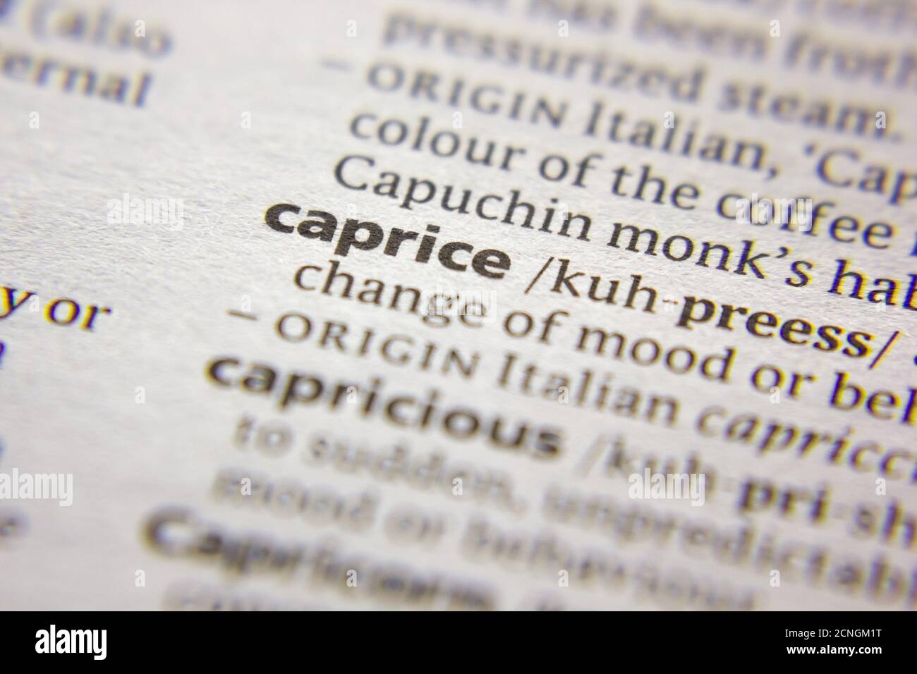 Word or phrase Caprice in a dictionary Stock Photo - Alamy