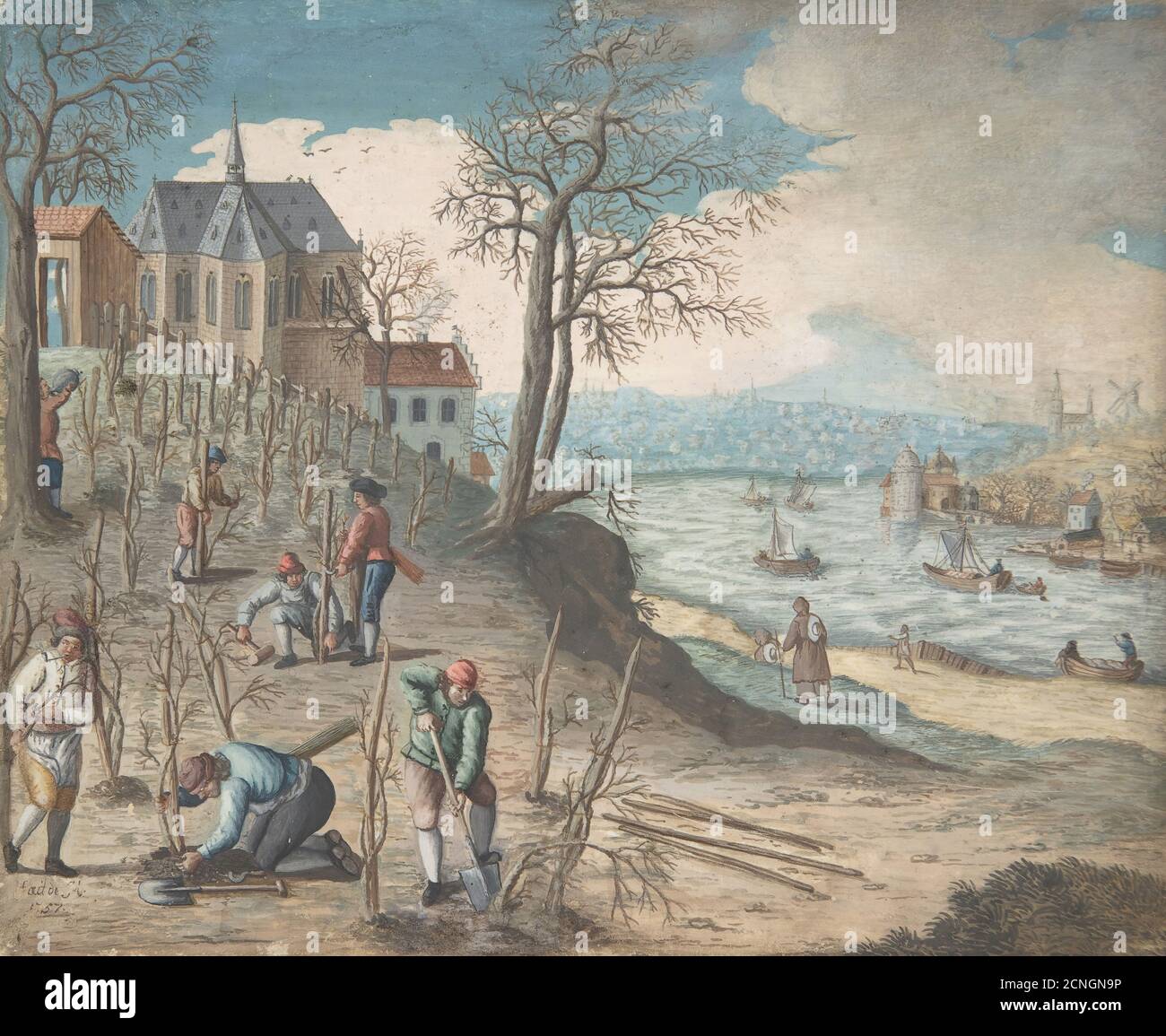 Planting Trees, 18th century Stock Photo - Alamy