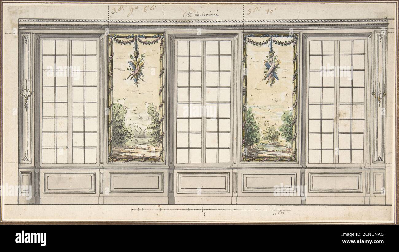 Design for a Windowed Wall with Decorative Panels, mid-18th century ...