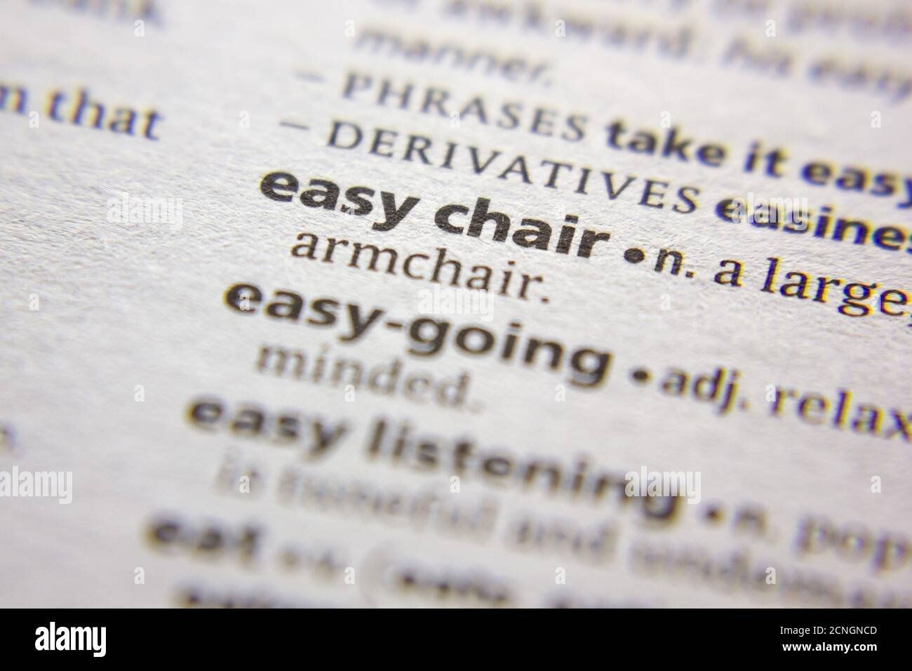 Word or phrase Easy chair in a dictionary Stock Photo - Alamy