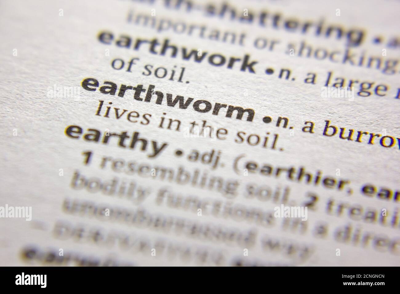 Word or phrase Earthworm in a dictionary Stock Photo - Alamy