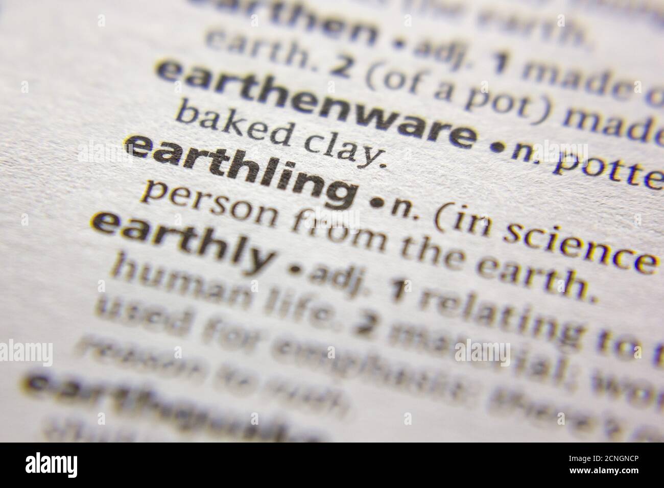 Word or phrase Earthling in a dictionary Stock Photo - Alamy