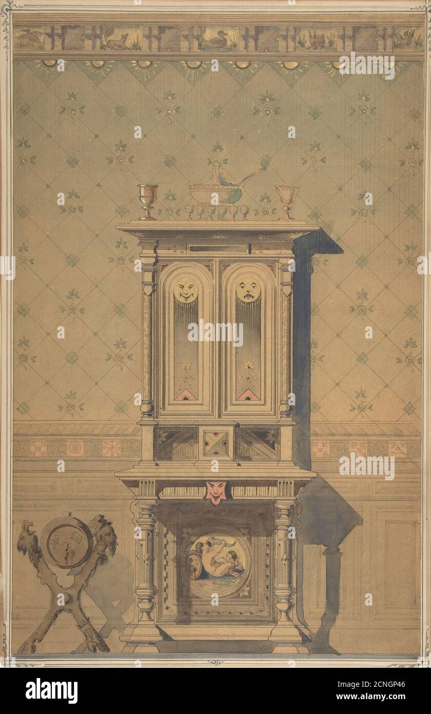 Design for a Cabinet in an Interior Setting, 1870-80 Stock Photo - Alamy