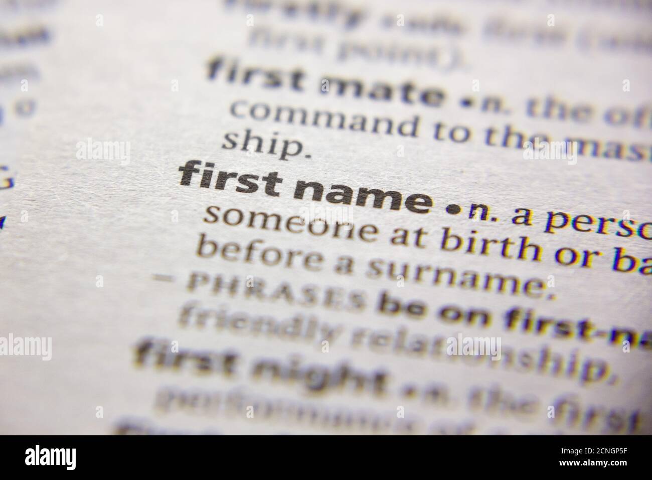 Word or phrase First name in a dictionary Stock Photo - Alamy