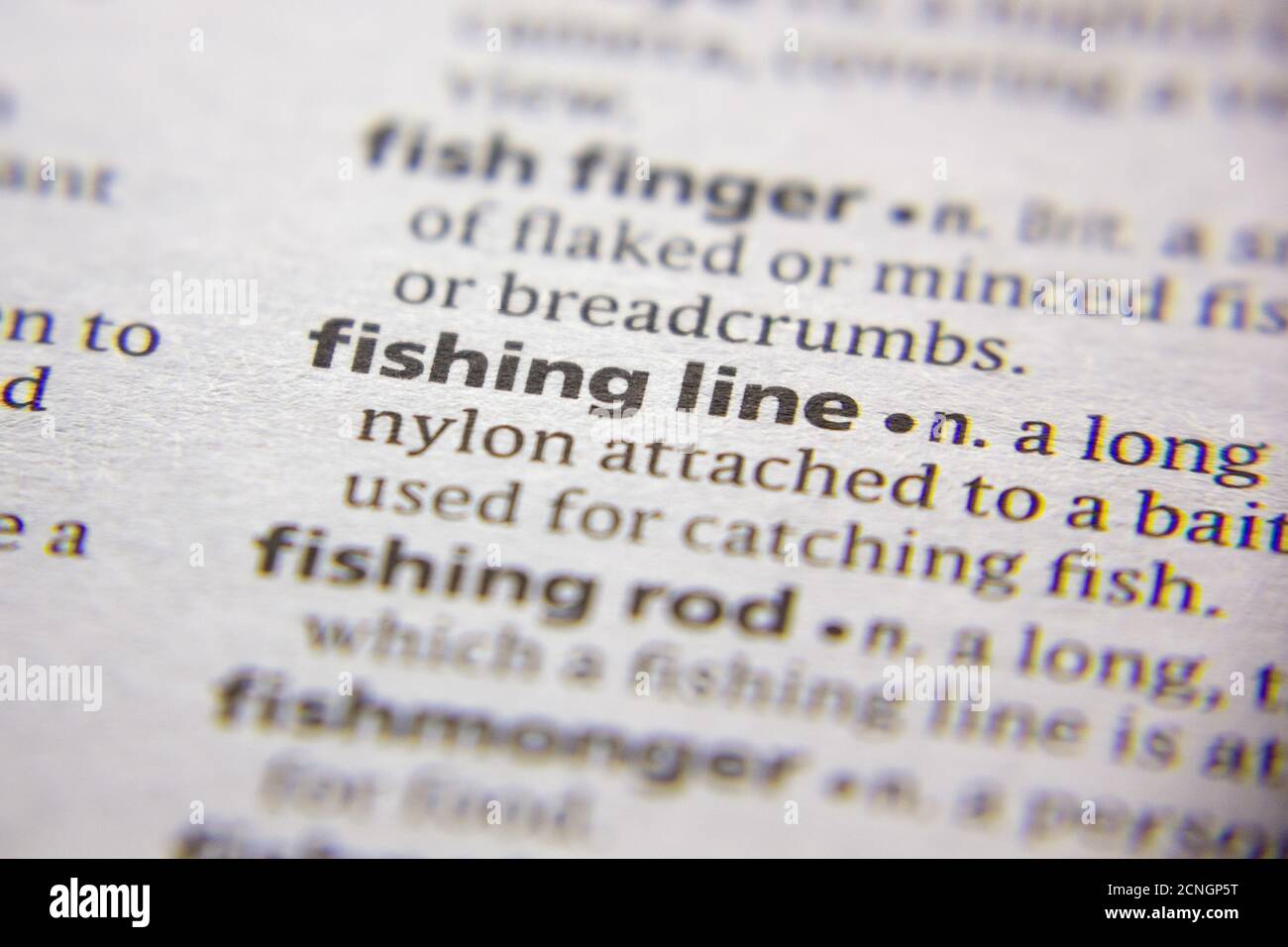 Word or phrase Fishing line in a dictionary Stock Photo - Alamy