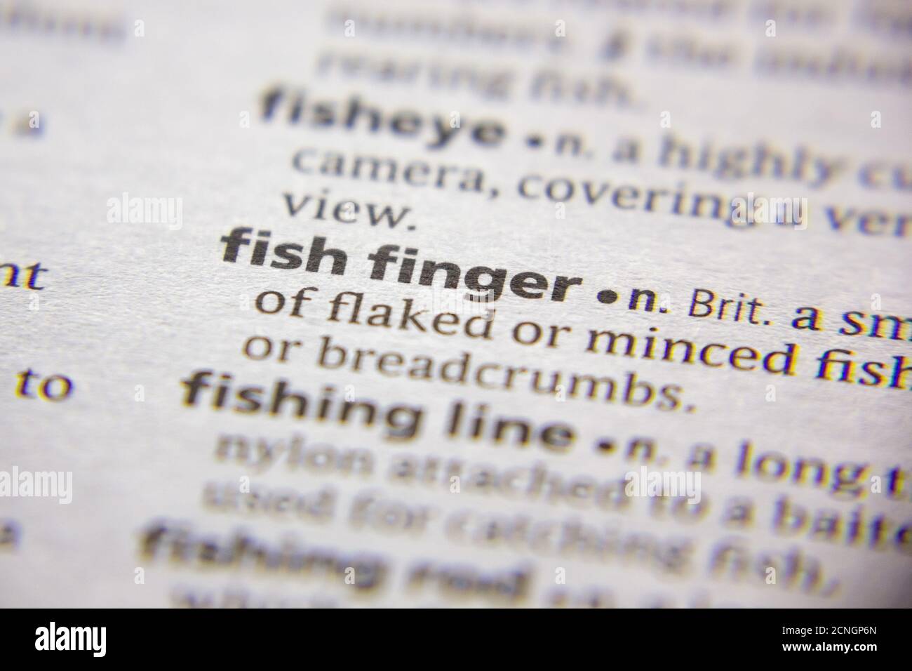 Word or phrase Fish finger in a dictionary Stock Photo - Alamy