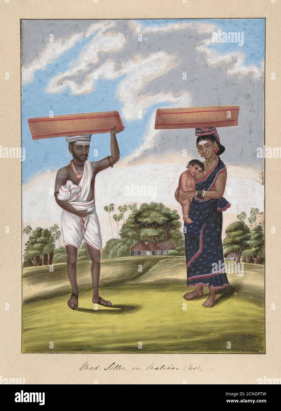 Mat-seller, in Malabar Cast, from Indian Trades and Castes, ca. 1840 ...