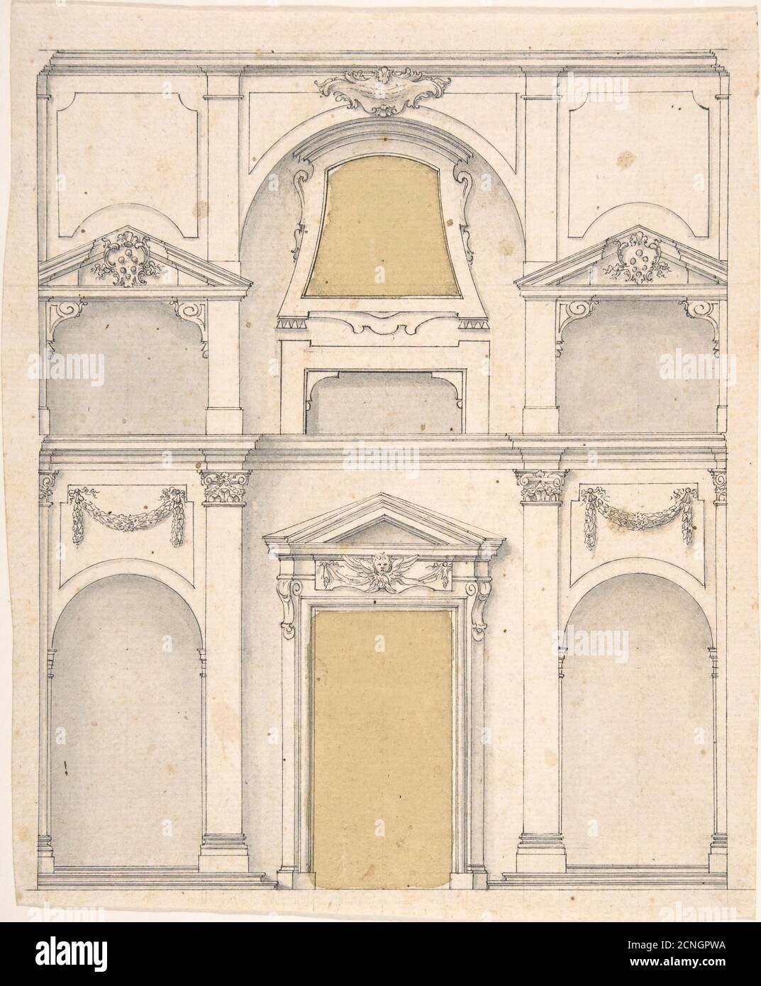 Design for a Wall Elevation over Two Floors, 17th century Stock Photo ...