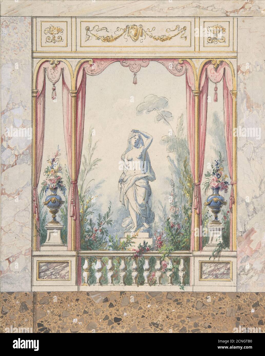 Design for an Interior with a Window into a Garden, 1800-1850 Stock ...